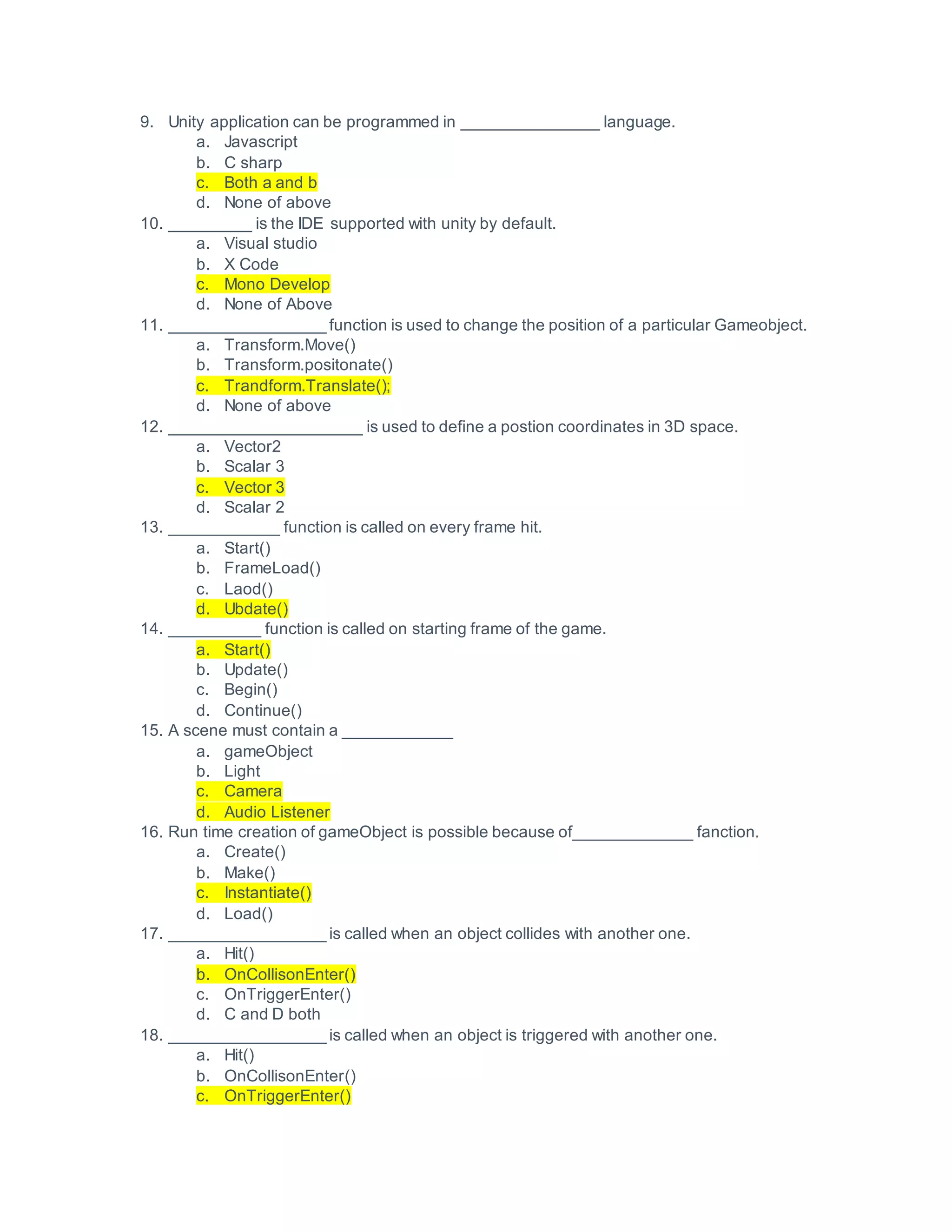 Unity | DOCX | Programming Languages | Computing
