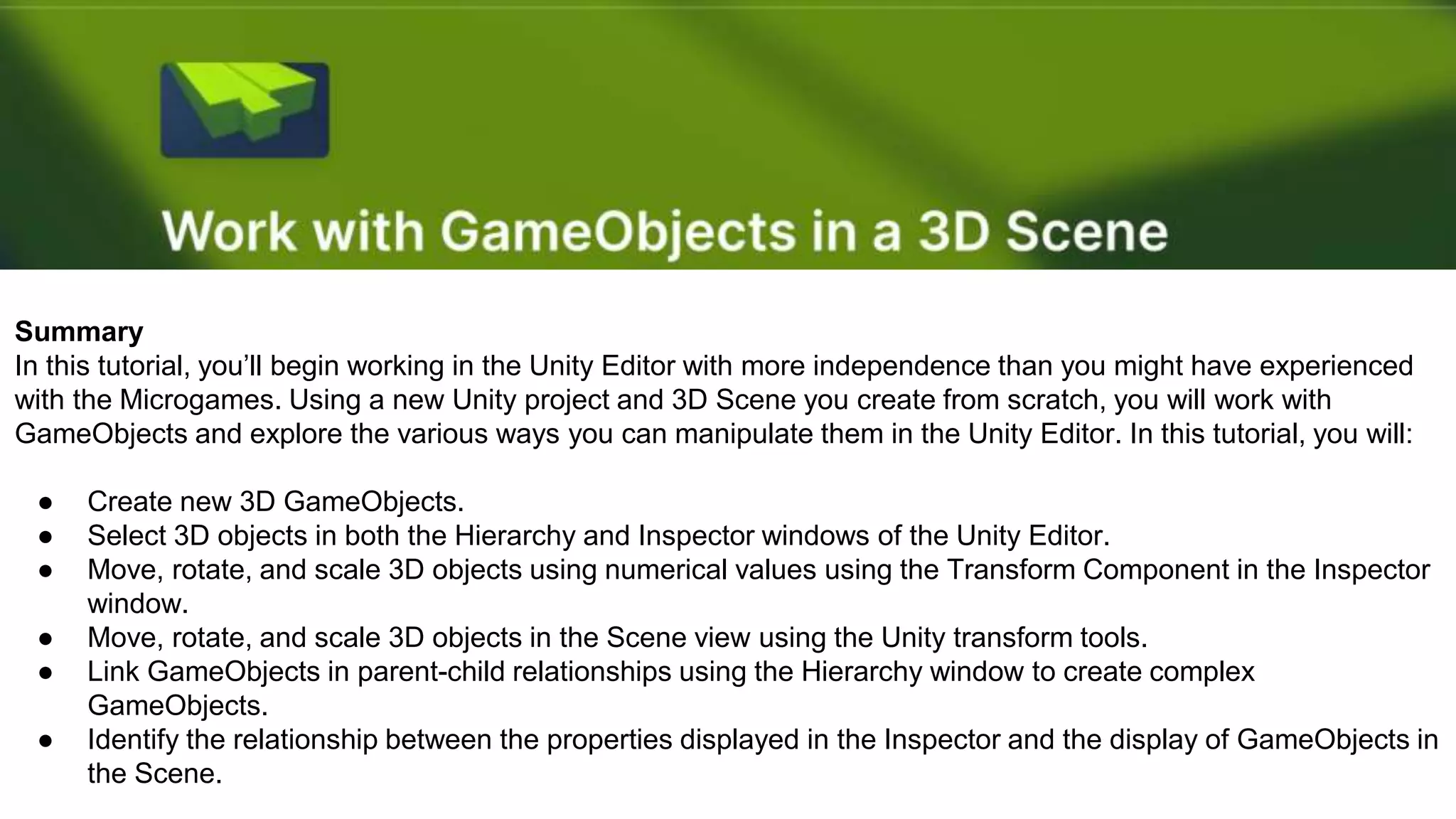 Unity - Building your first real-time 3D project | PPT
