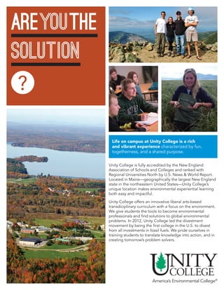 Unity College intl-student-fact-sheet v2 | PDF