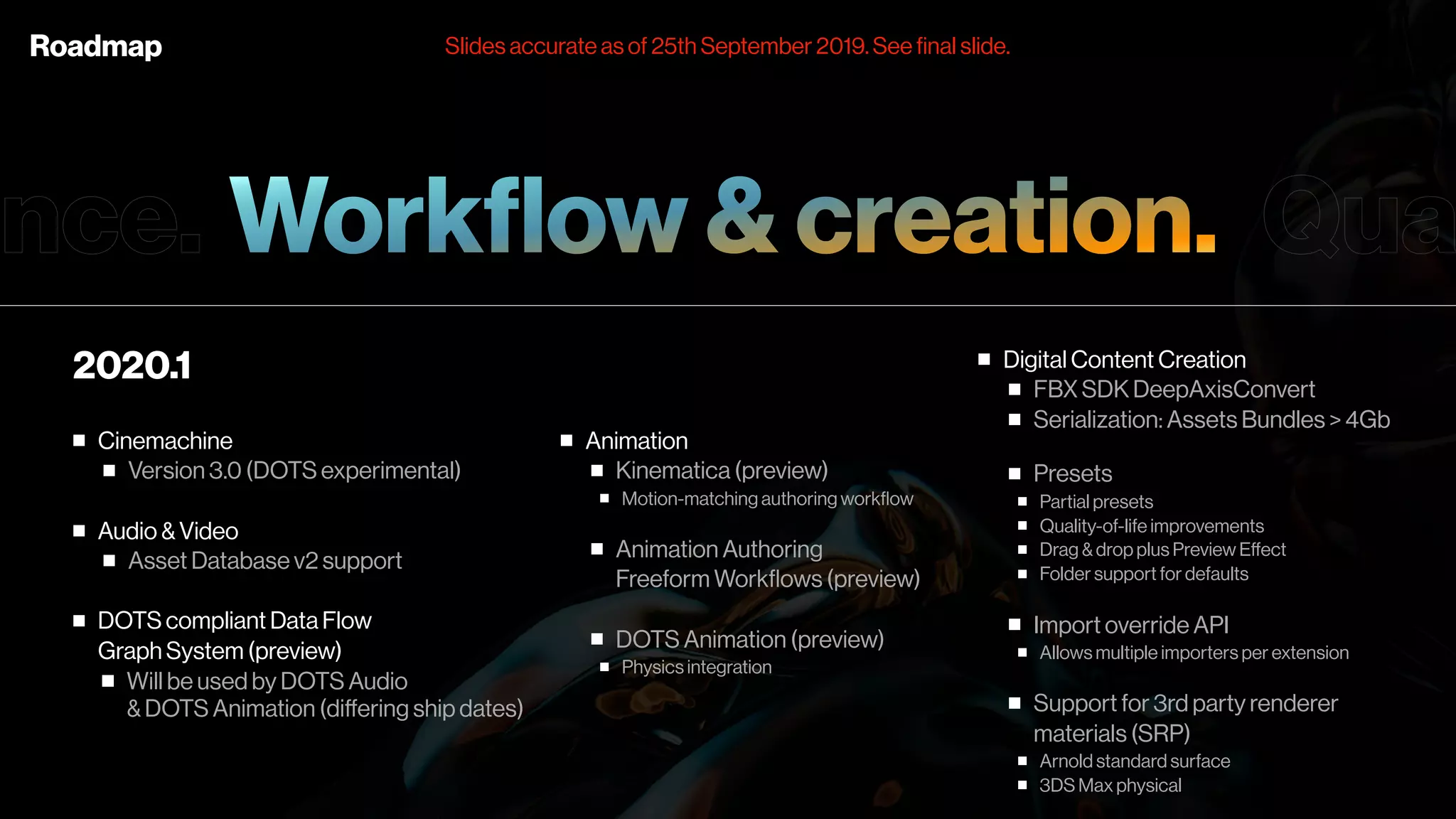 Unite Copehagen 2019 - Unity Roadmap 2020 | PPT