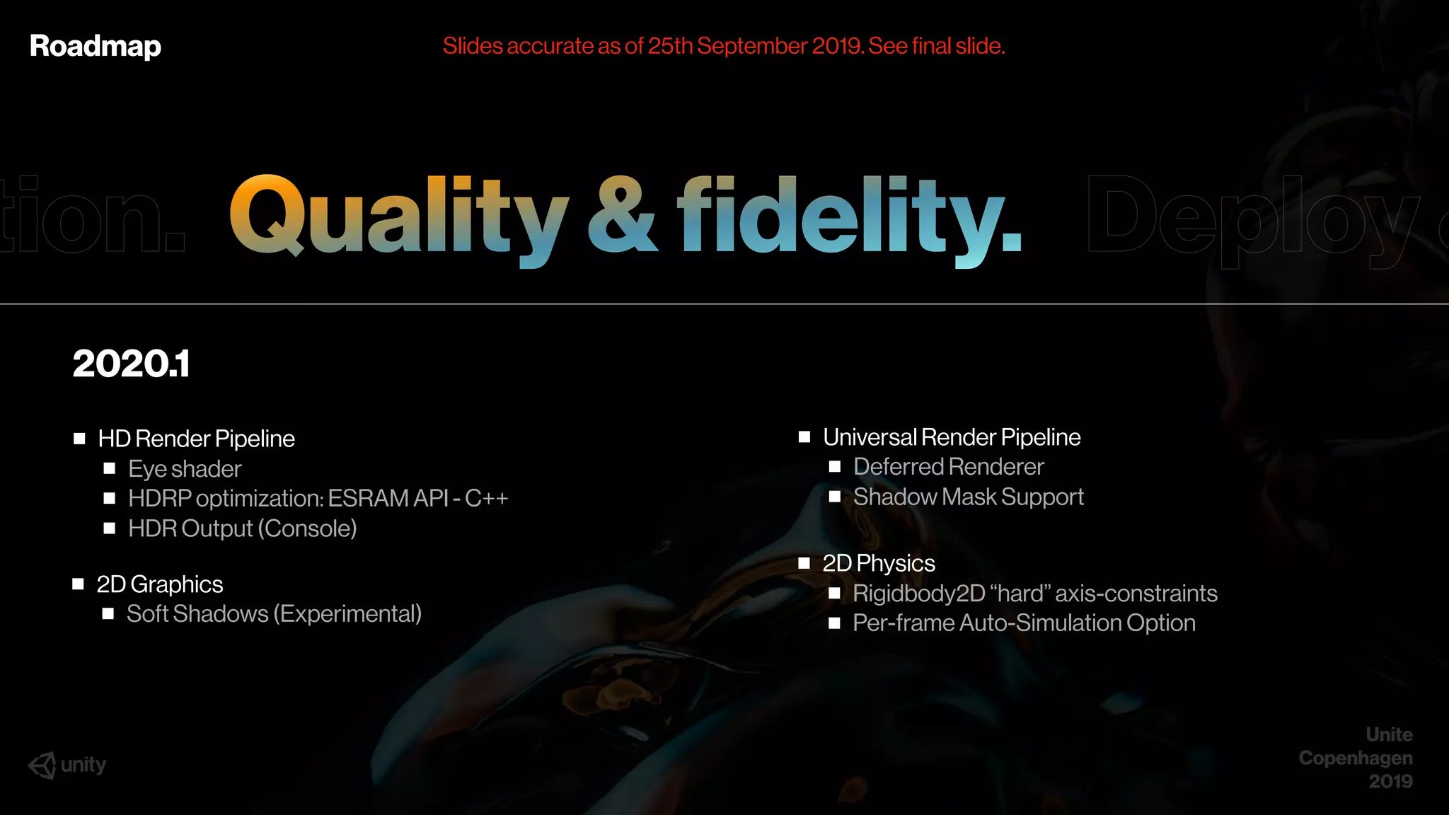 What to expect in 2020: Unity roadmap - Unite Copenhagen 2019 | PPT