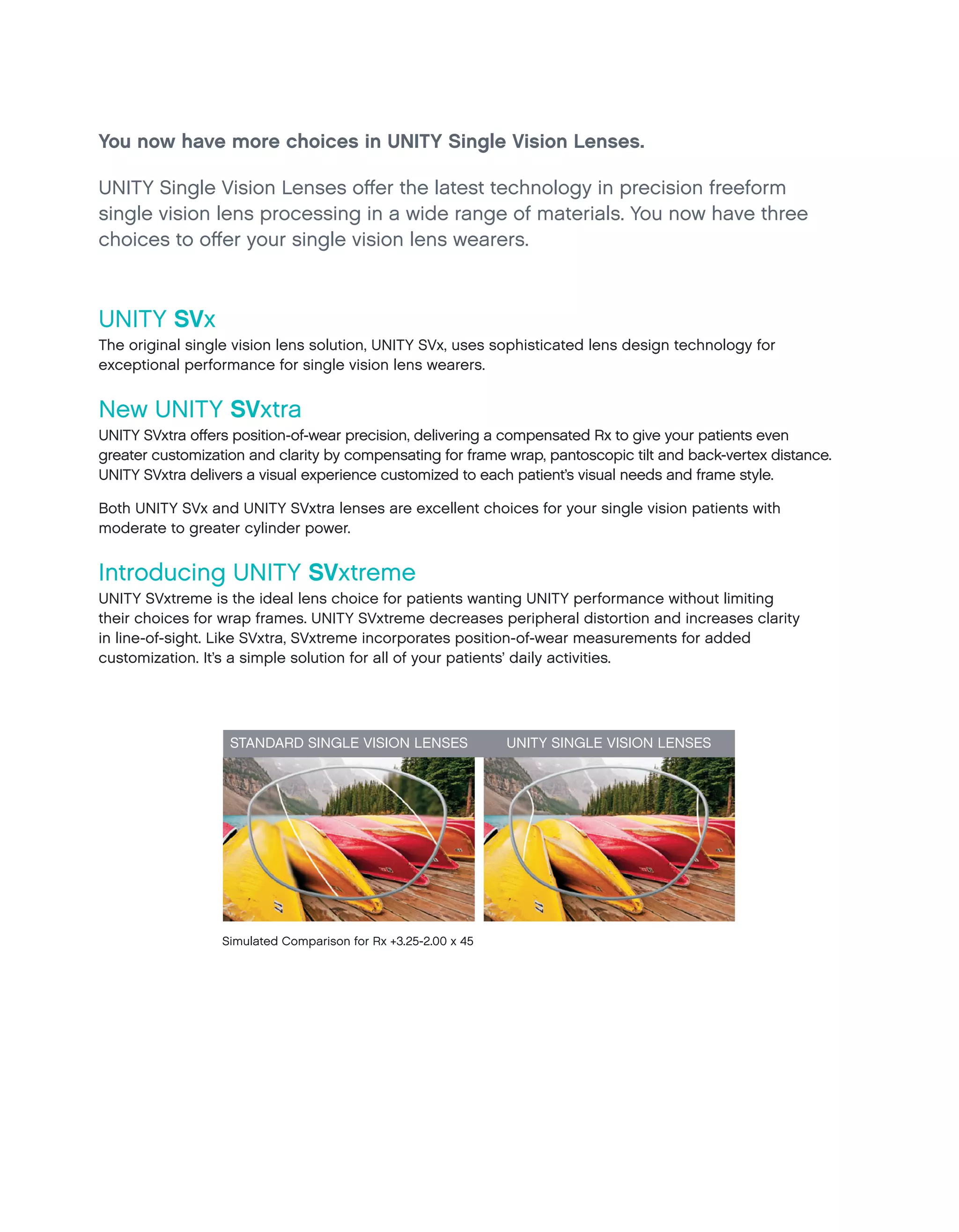 Unity single-vision-sell-sheet | PDF