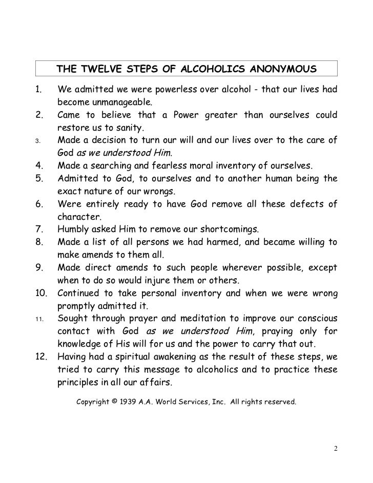 THE TWELVE STEPS AND THE TWELVE POWERS