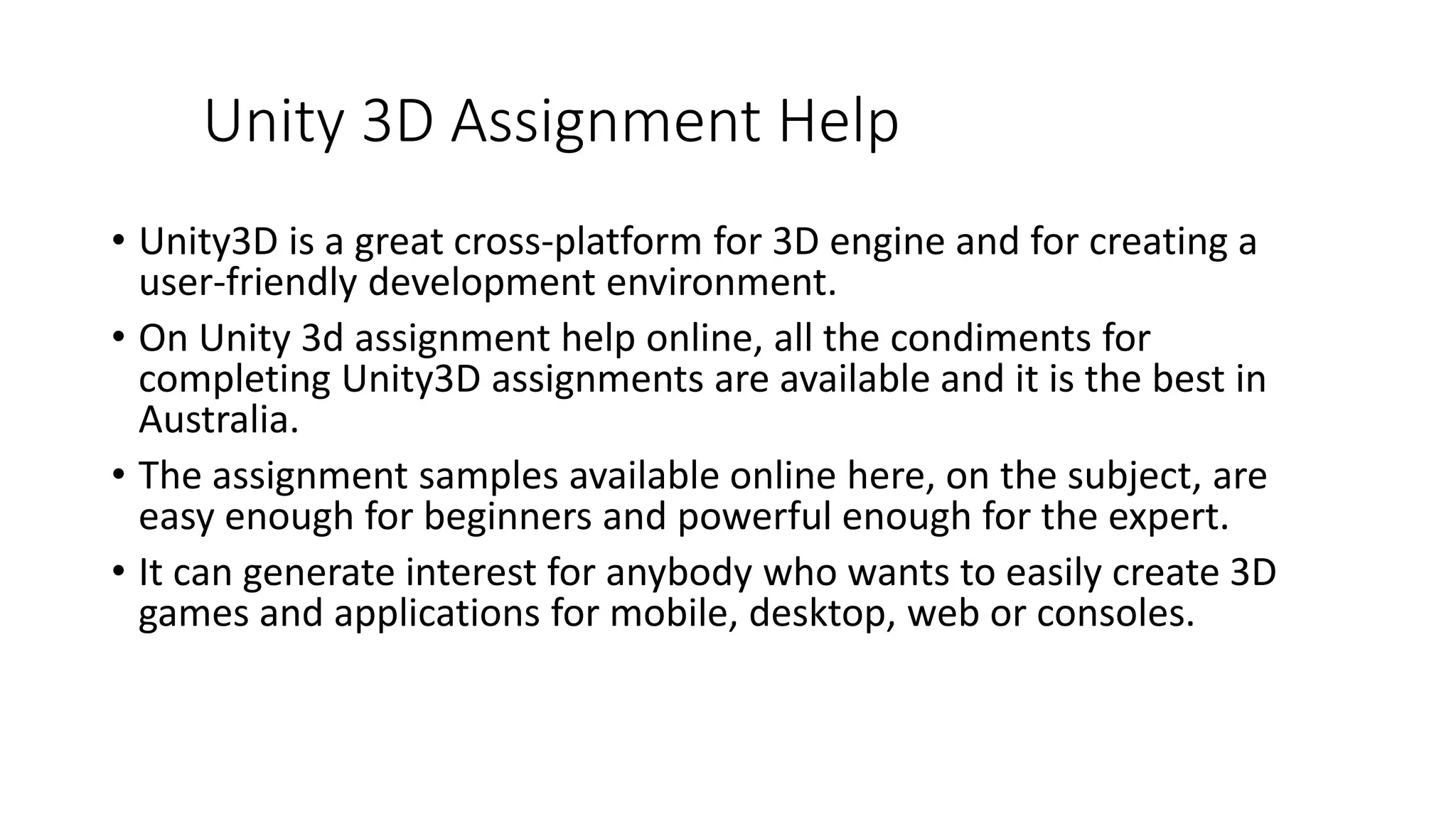 Unity 3d Assignment Help Ppt