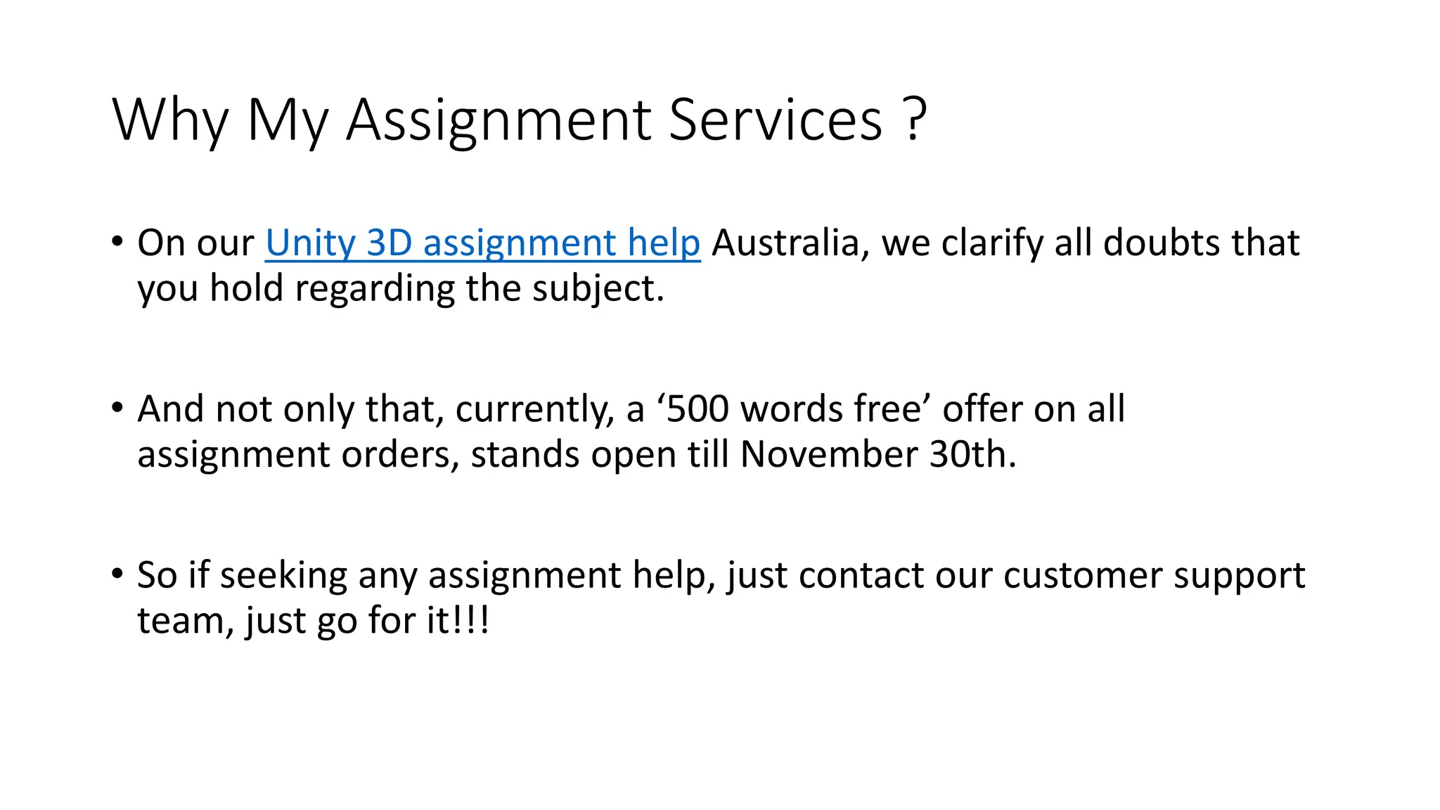 Unity 3D assignment help | PPT