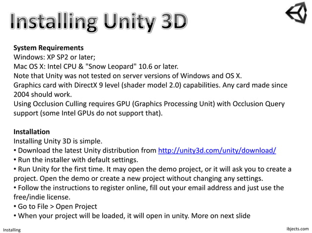 Unity 3d Basics | PPTX | Operating Systems | Computer Software and Applications