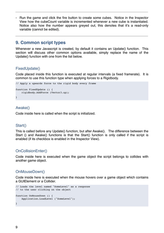 Unity3d scripting tutorial | PDF