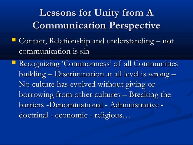 Unity and renewal of humankind