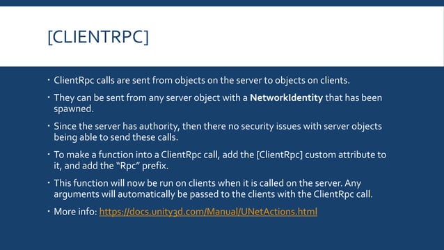 Unity Class 13 Presentation - . | PPTX