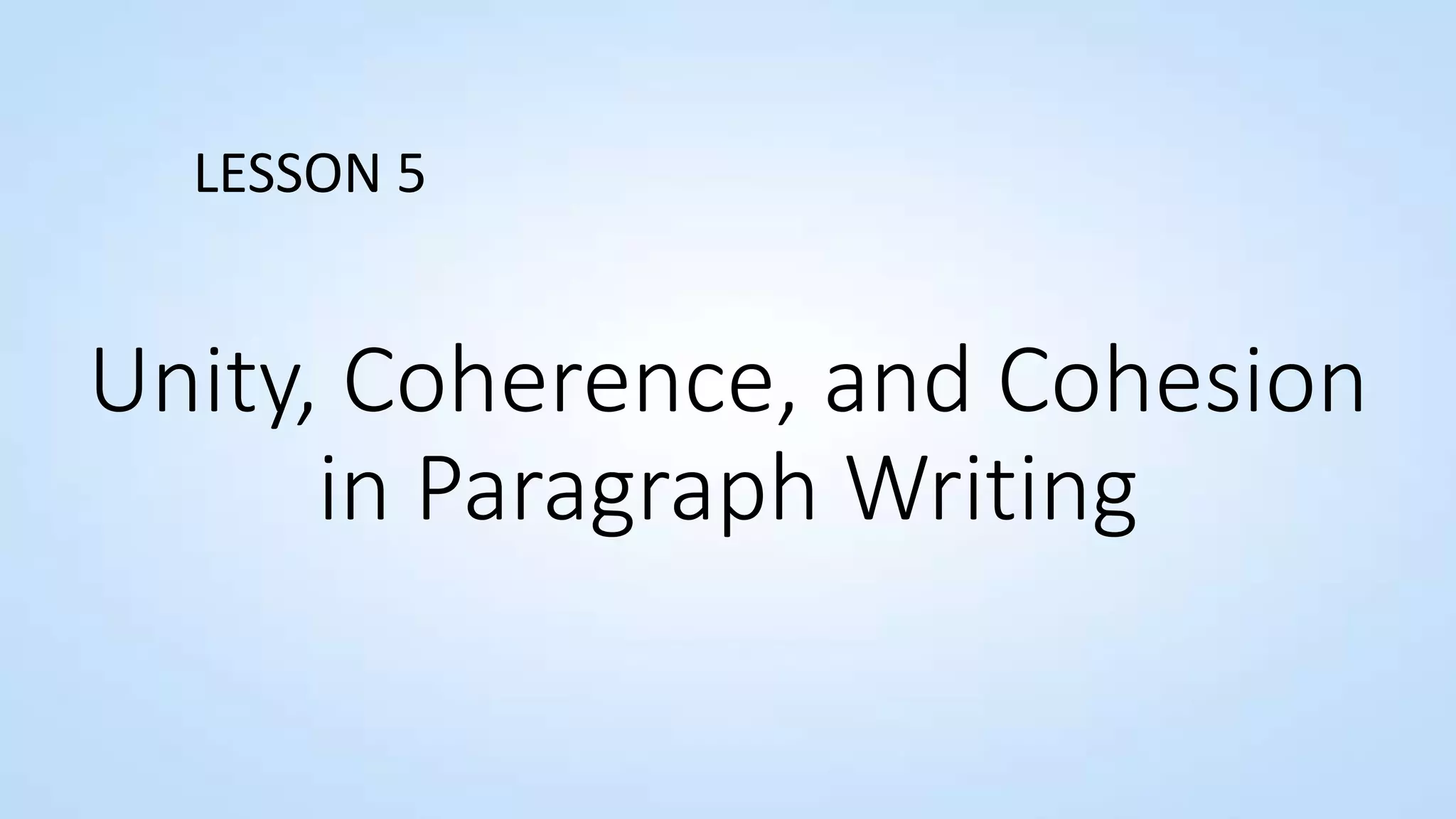 Unity, Coherence, and Cohesion in Paragraph.pptx | Holiday Shopping | Shopping