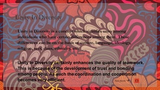 Unity in diversity | PPTX