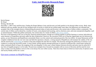 Unity In Diversity | PDF