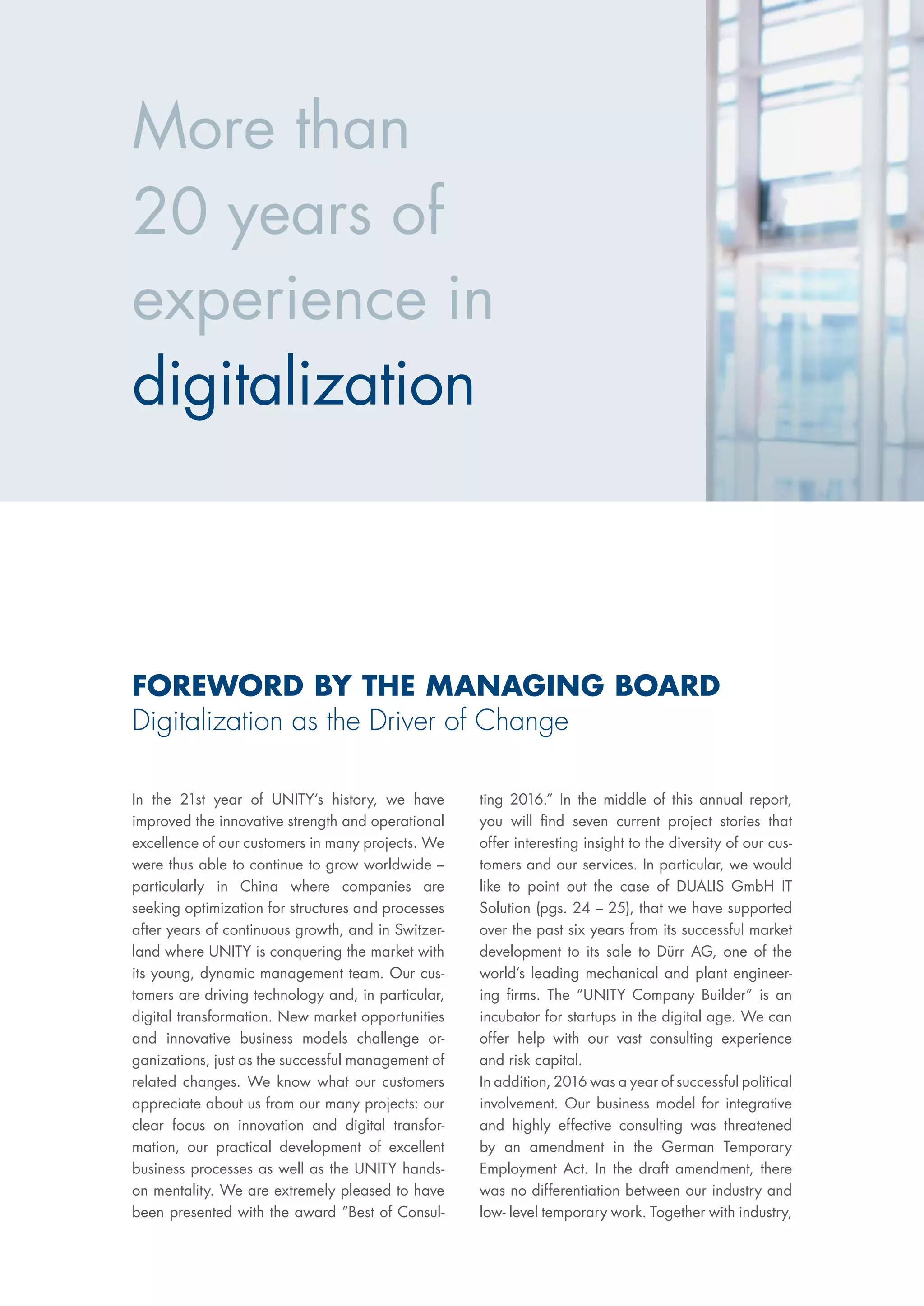 UNITY annual report 2016 | PDF
