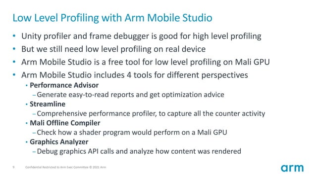 Unity mobile game performance profiling – using arm mobile studio | PPT