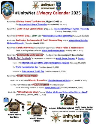 UnityNet Livingry Calendar 2025 (version 1.1) | PDF