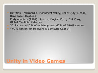 unity presentation and basic ideo of unity. | PPT