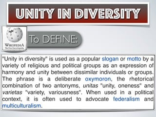 Unity of The Spirit - NOT - Unity In Diversity | PPT