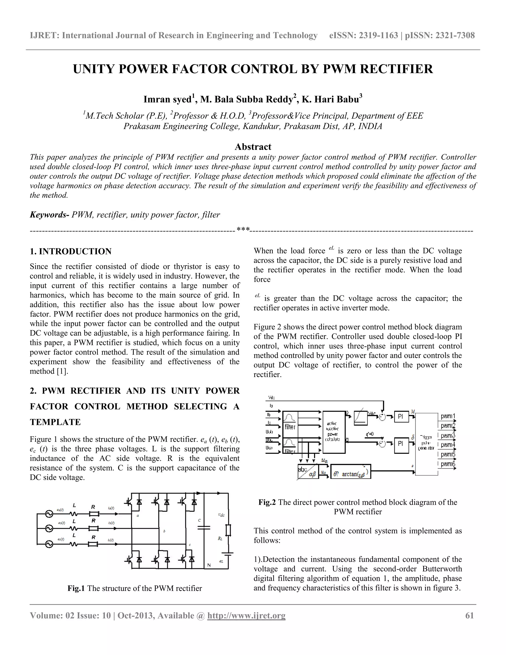 Unity Power Factor Control By Pwm Rectifier Pdf