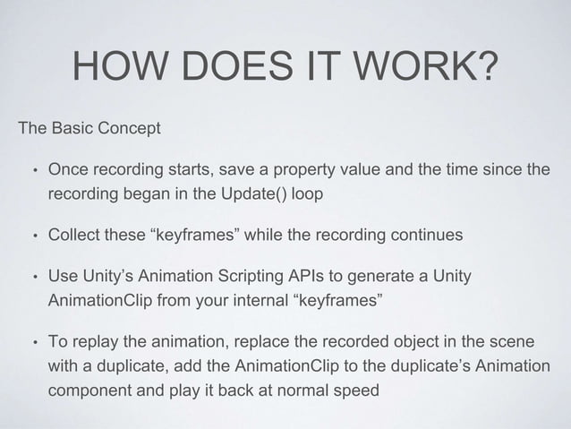 Unity 3D Runtime Animation Generation | PPT