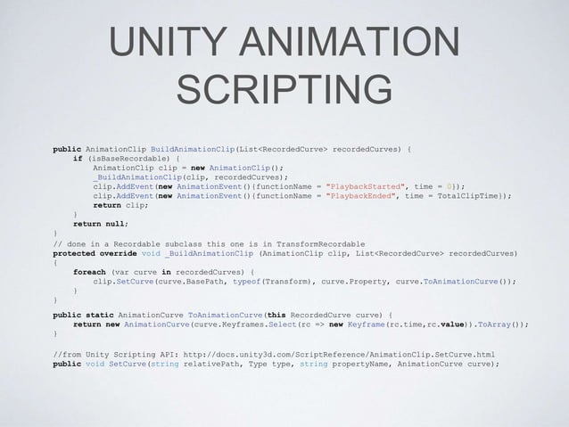 Unity 3D Runtime Animation Generation | PPT