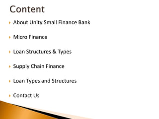 Unity Small Finance Bank micro finance | PPTX