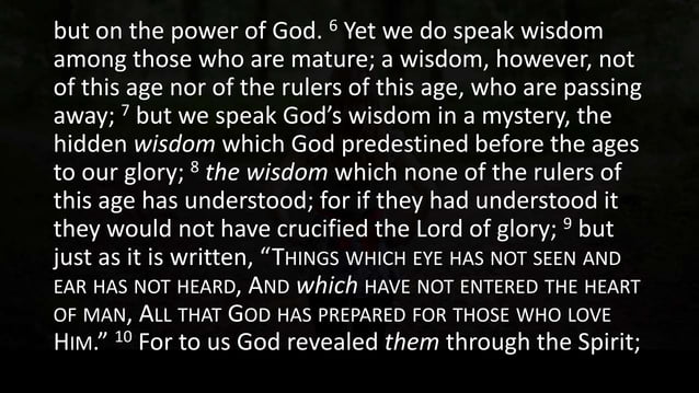 Unity through wisdom 1 Corinthians 2 | PPT