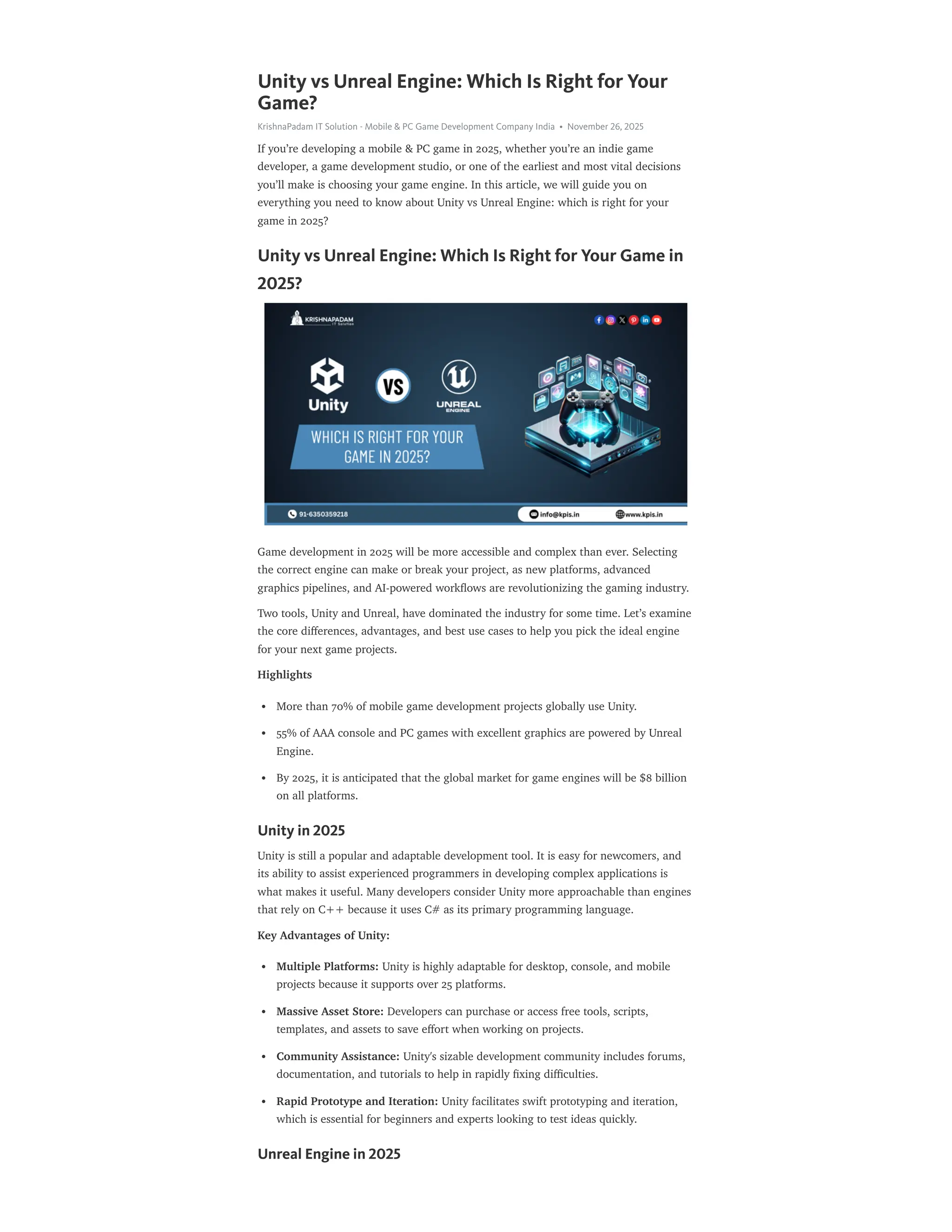 Unity vs Unreal Engine- Which Is Right for Your Game | PDF