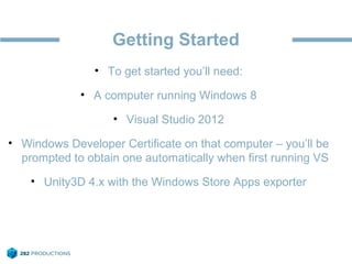 Migrating Unity3D projects to Windows 8 | PPT