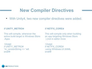 Migrating Unity3D projects to Windows 8 | PPT
