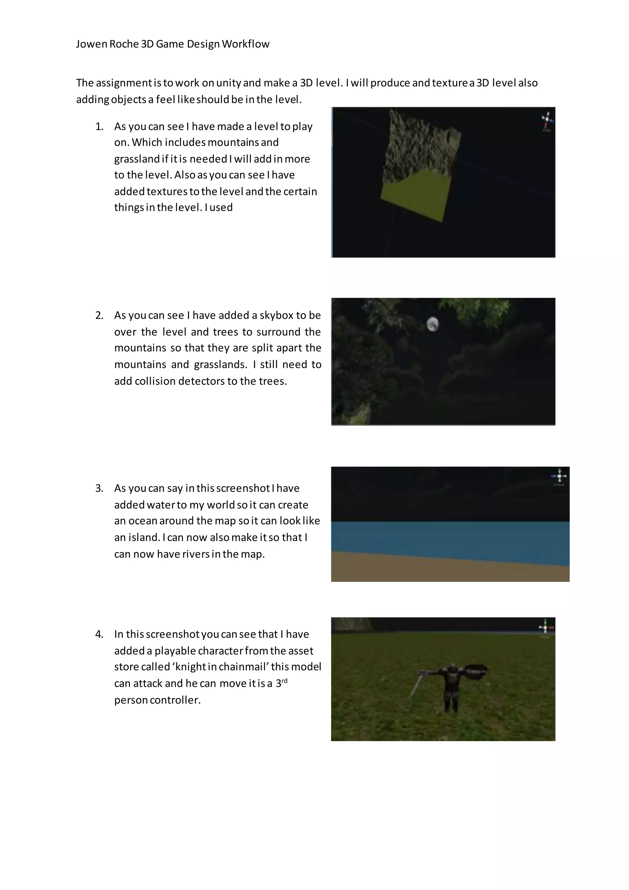 Unity workflow | DOCX | Video Game Genres | Video Gaming