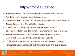 UCSF Profiles, more Moneyball, less Field of Dreams, presented at U of ...