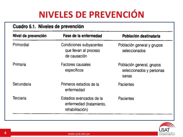 Niveles de Prevención