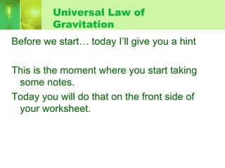 Universal Law of Gravitation | PPT