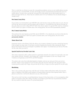 Nokia Universal Codes | PDF