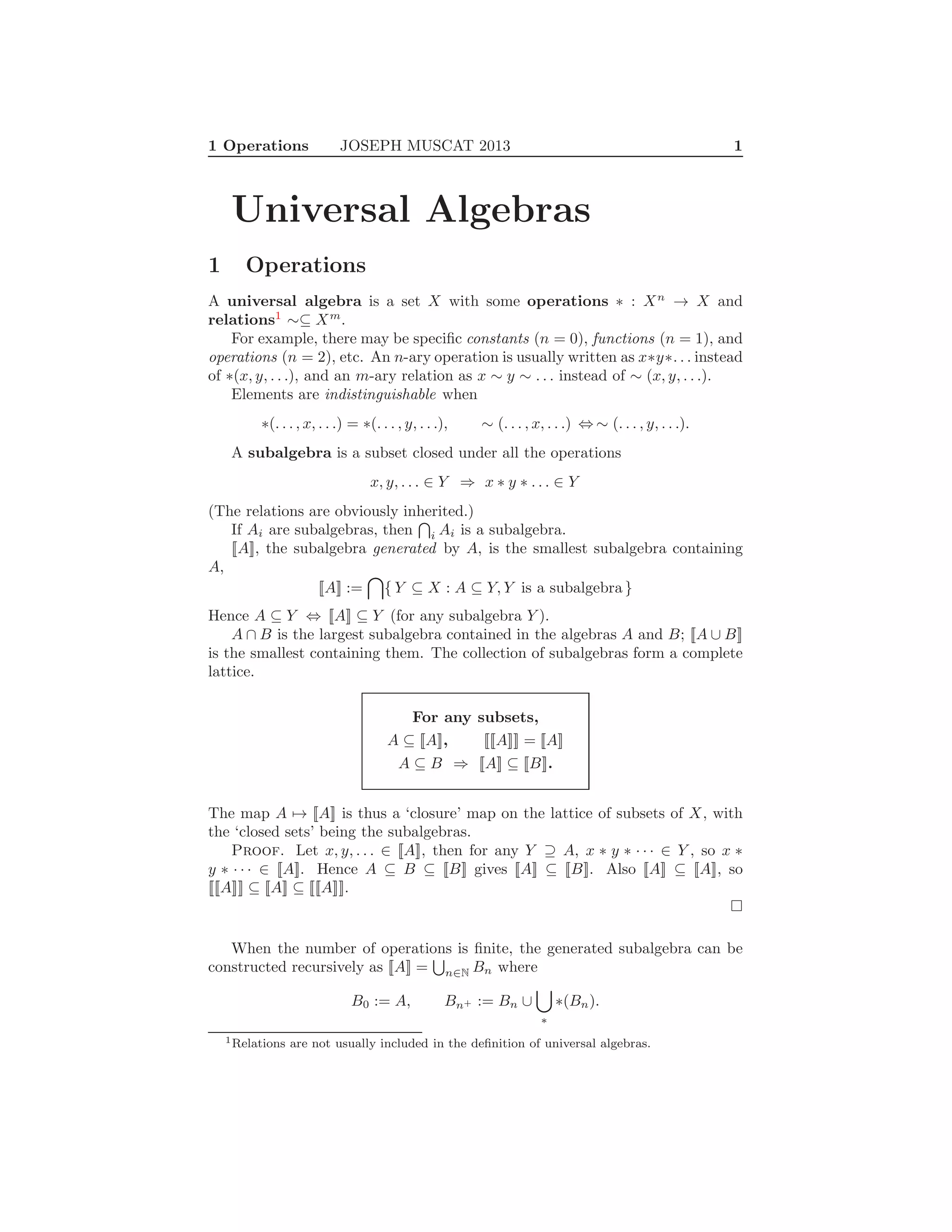 Universal algebra (1) | PDF