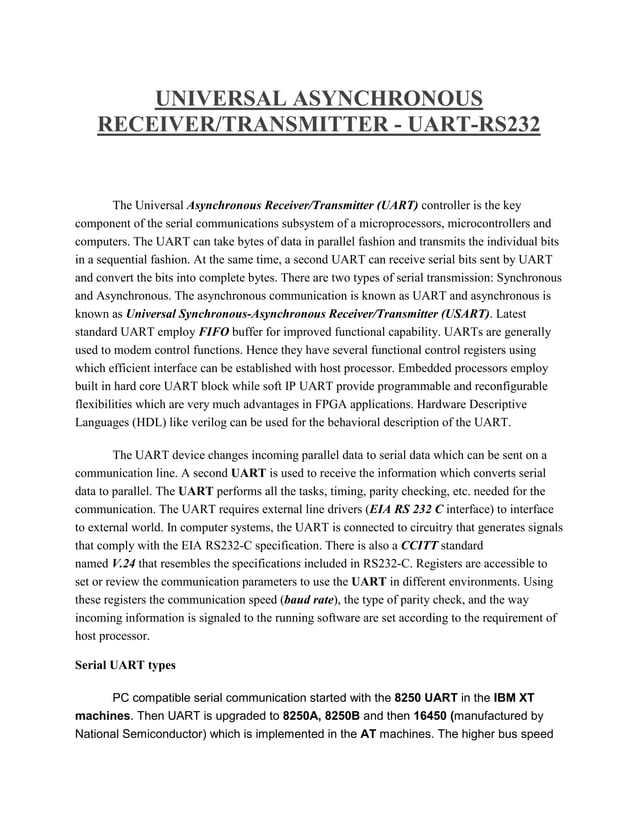 Universal asynchronous receiver_transmitter_uart_rs232 | PDF