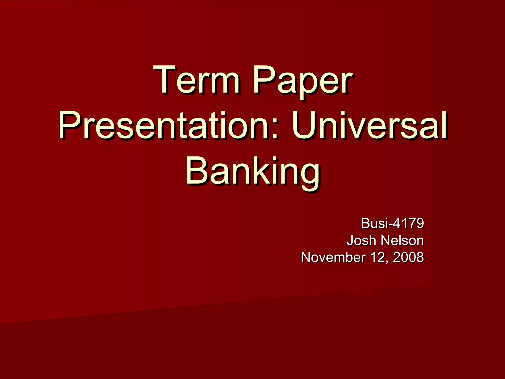 Universal banking | PPT