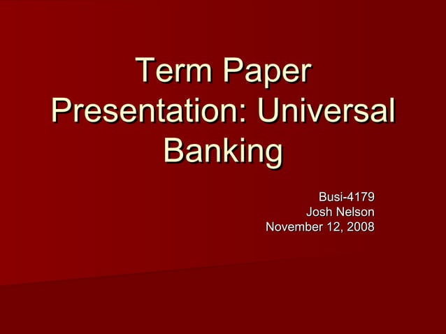 Universal banking | PPT