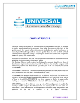 BBA Level project on: Universal construction machinery | DOC