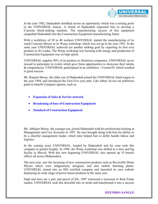 BBA Level project on: Universal construction machinery | DOC