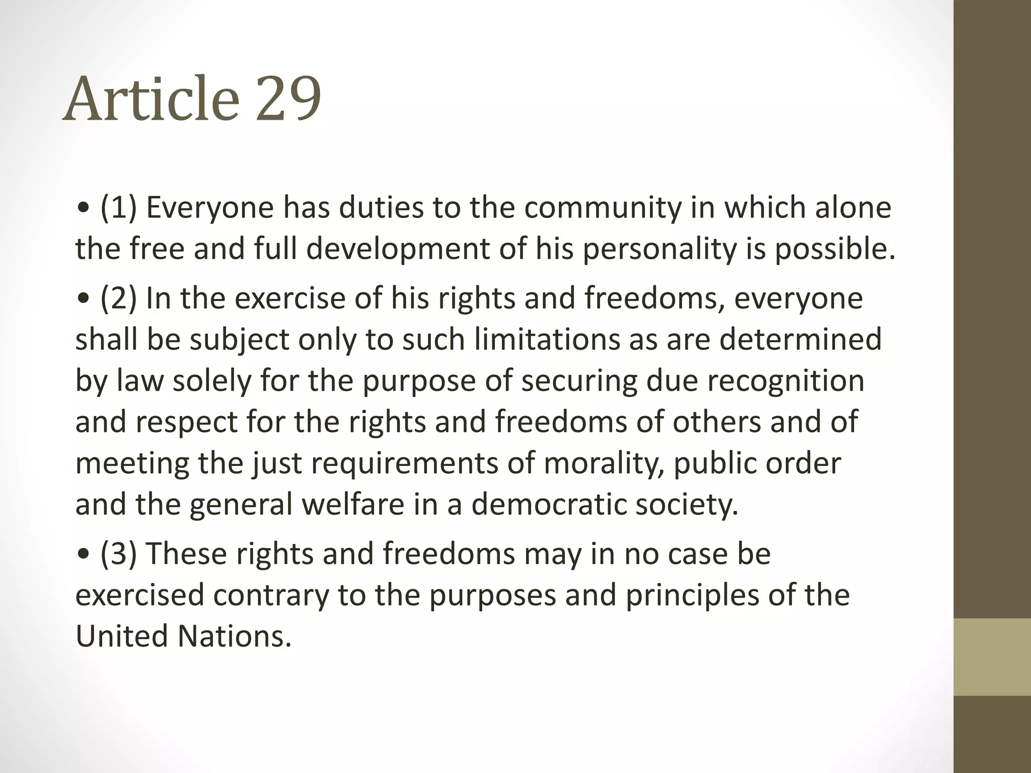 Universal Declaration of Human Rights (Selected Articles) | PPT