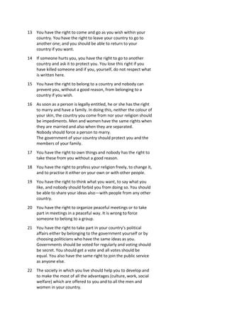 Universal declaration of human rights handout | DOCX