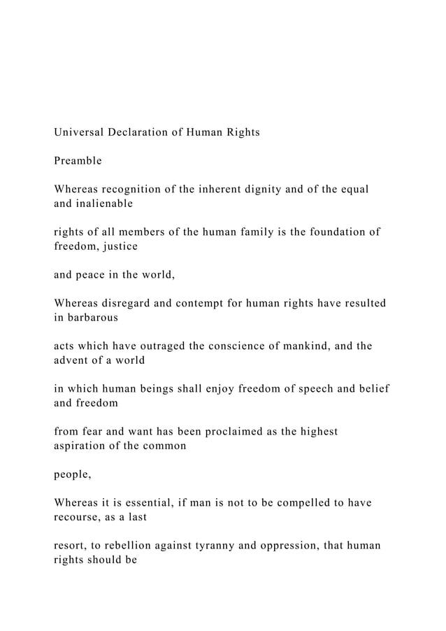 Universal Declaration of Human Rights Preamble Where.docx