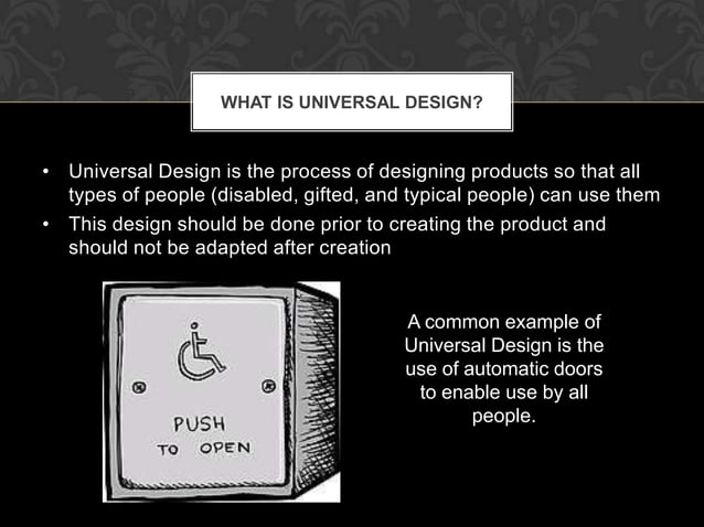 Universal design | PPTX | Special Education | Education