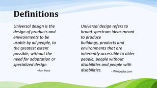 The Construction of Disability and Health: Universal Design and ...