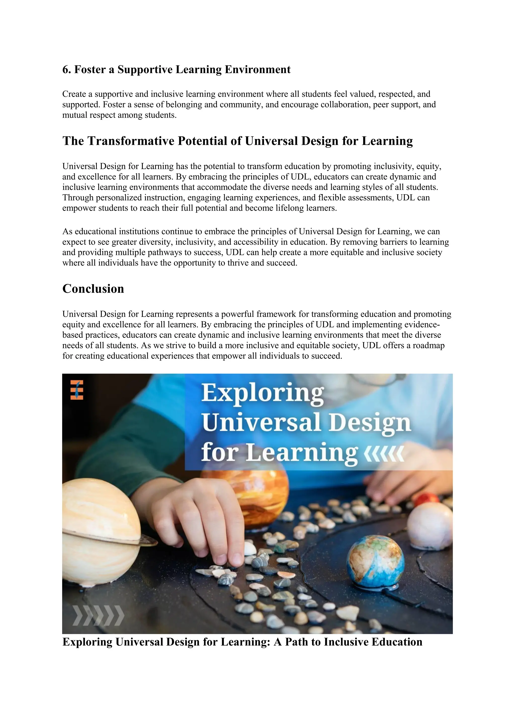 Universal Design for Learning: Transforming Education for All | PDF