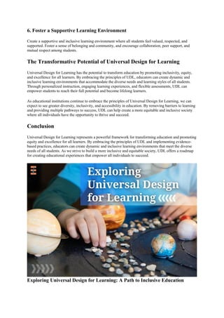 Universal Design for Learning: Transforming Education for All | PDF