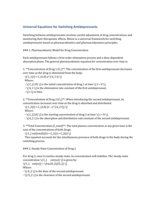 Universal Equations for Switching Antidepressants | PDF