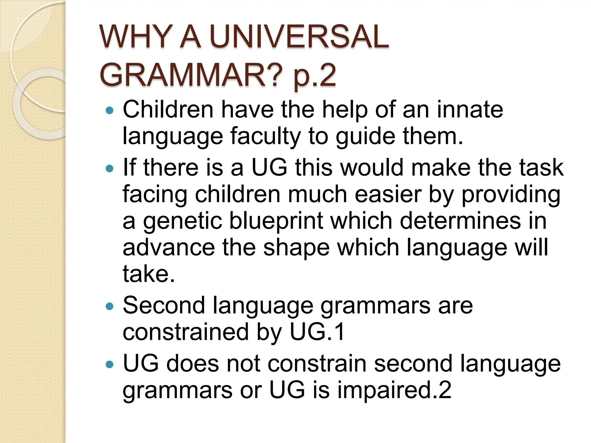 Universal Grammar IN Second Language ACQUISITION | PPTX