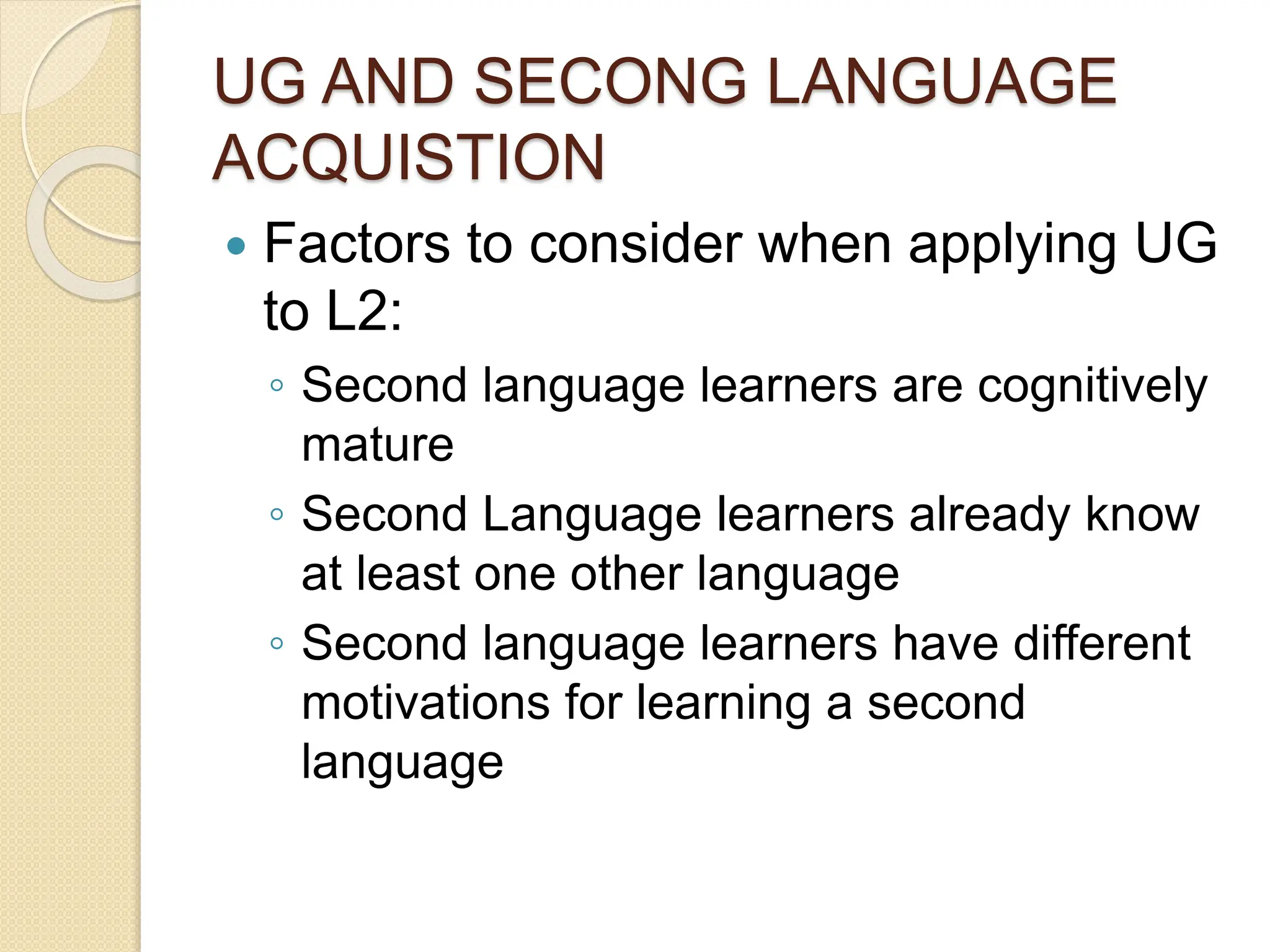 Universal Grammar IN Second Language ACQUISITION | PPTX